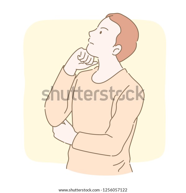 Man Put His Hand Under His Stock Vector (Royalty Free) 1256057122 ...