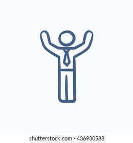 Man Raised Arms Vector Sketch Icon Stock Vector (Royalty Free) 584883769