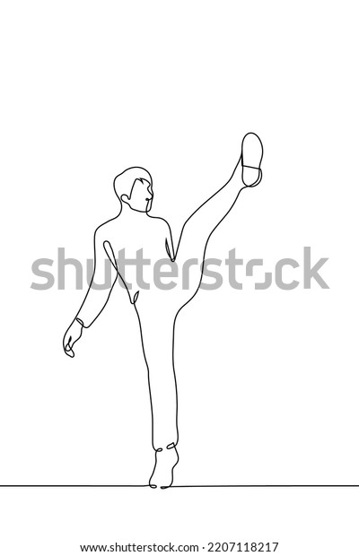 Man Raised His Leg One Line Stock Vector (Royalty Free) 2207118217 ...