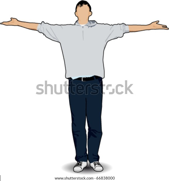 Man Raising His Hands Stock Vector (Royalty Free) 66838000 | Shutterstock