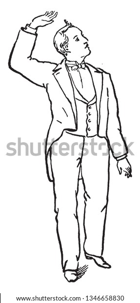 Man Raising Right Hand Above Head Stock Vector (Royalty Free) 1346658830