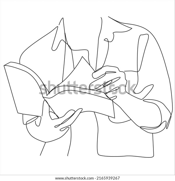 Man Read Book Line Art Stock Vector (Royalty Free) 2165939267 ...