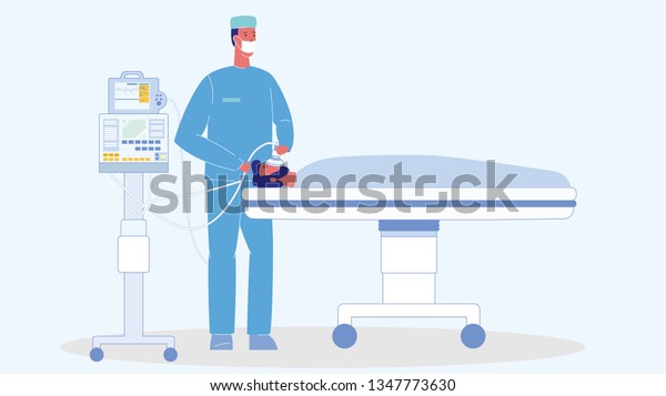 Vektor Stok Man Reanimation Cartoon Vector Illustration Unconscious ...