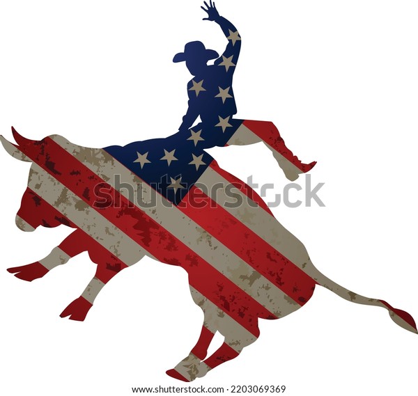 Hombre cabalgando contra el bronco en: vector de stock (libre de ...