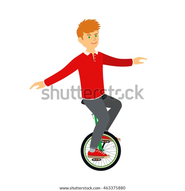 Man Riding Monocycle Vector Illustration Isolated Stock Vector (Royalty ...
