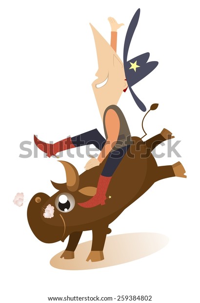 Man Riding On Bull Stock Vector (Royalty Free) 259384802 | Shutterstock