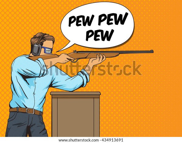 Man Rifle Shooting Range Cartoon Pop Stock Vector (Royalty Free) 434913691