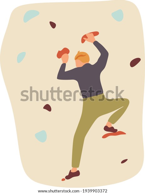 Man Rock Climber Making Bouldering Cartoon Stock Vector (Royalty Free ...