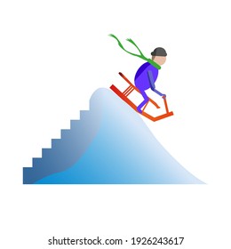 Man Rolls Down Snow Slide Stock Vector (Royalty Free) 1926243617
