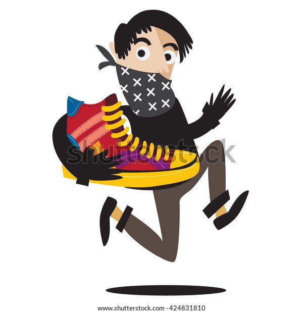 Man Running After Stealing Shoe Sneaker: เวกเตอร์สต็อก (ปลอดค่า ...