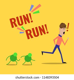 Man Running Bacterias Vector Illustration Healthcare Stock Vector ...