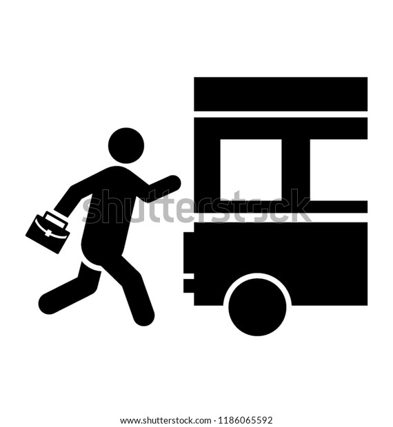 Man Running Behind Bus By Holding Stock Vector (Royalty Free ...