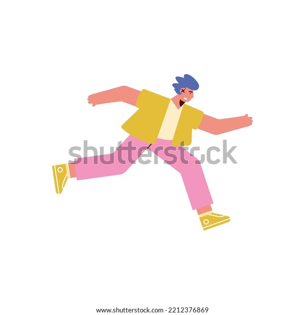 Man Running Blue Hair Stock Vector (Royalty Free) 2212376869 | Shutterstock