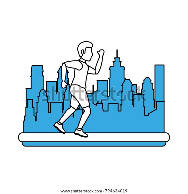 Man Running Cartoon City Stock Vector (Royalty Free) 794634019 ...