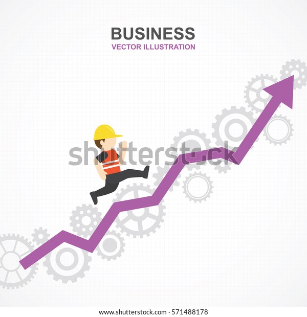 Man Running Gears Success Vector Stock Vector (Royalty Free) 571488178 ...