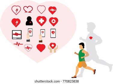 Man Running Heart Stock Vector (Royalty Free) 770823838 | Shutterstock