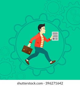 Man Running Inside Gear Stock Vector (Royalty Free) 388410664