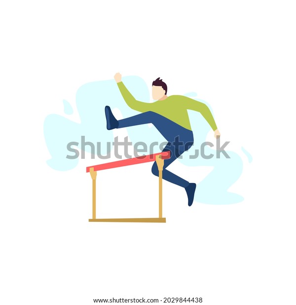Man Running Jumping Over Obstacles Sport Stock Vector (Royalty Free ...