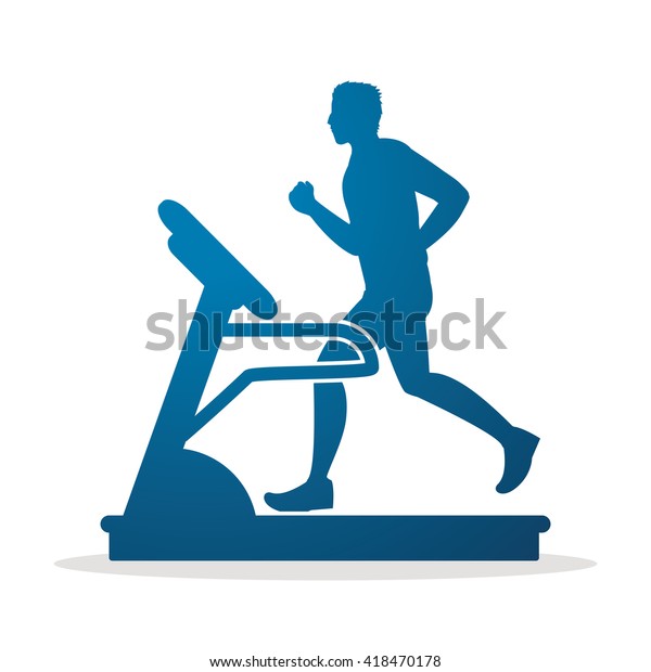 Man Running On Treadmill Graphic Vector Stock Vector (Royalty Free ...