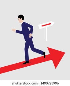 Man Running Opposite Direction Prevailing Signs Stock Vector (Royalty ...