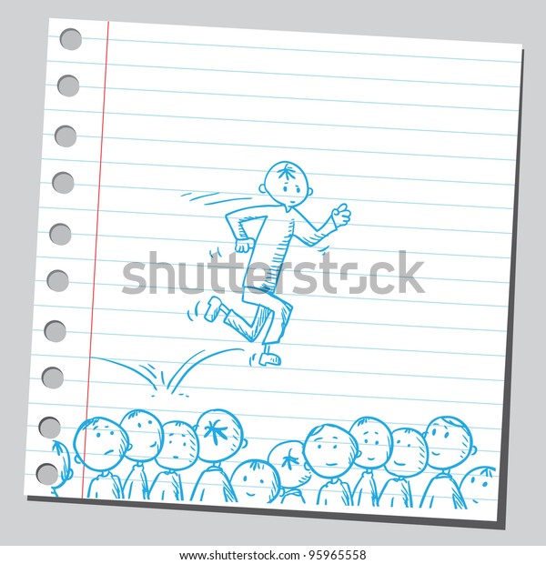 Man Running Over People Stock Vector (Royalty Free) 95965558 | Shutterstock
