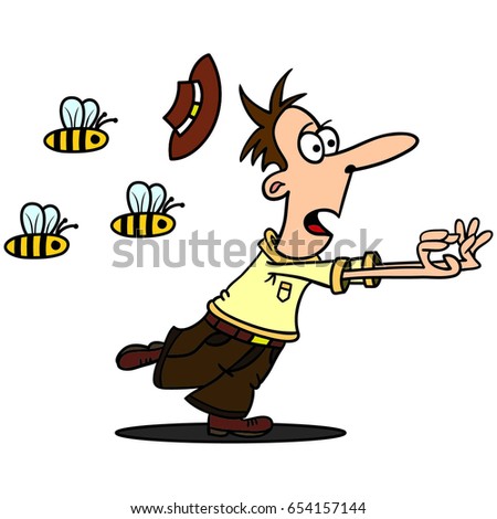 Man Runs Away Bees Stock Vector (Royalty Free) 654157144 - Shutterstock
