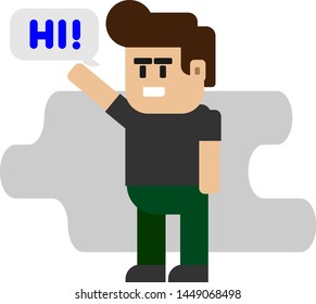 Man Says Hi Waves Hand Stock Vector (Royalty Free) 1449068498 ...