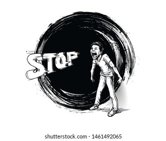160 Silhouette People Saying Stop Images, Stock Photos & Vectors ...