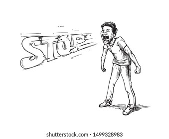 160 Silhouette People Saying Stop Images, Stock Photos & Vectors ...