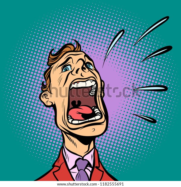 Man Screams Panic Comic Cartoon Pop 库存矢量图（免版税）1182555691