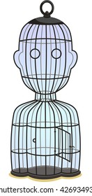 Human Head Bird Cage Stock Vector (Royalty Free) 1054164101