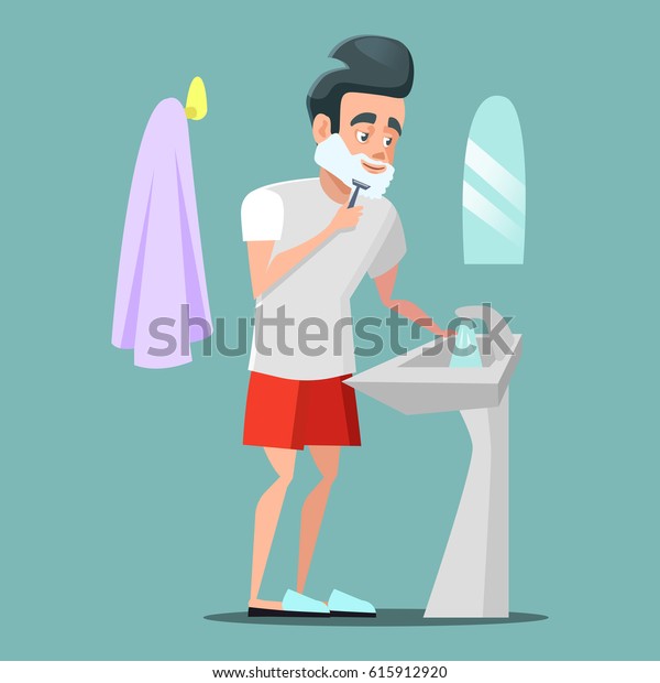 Man Shaving Face Foam Skin Care Stock Vector (Royalty Free) 615912920 ...