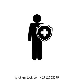 Man Shield Isolated Stick Figure Pictogram Stock Vector (Royalty Free ...