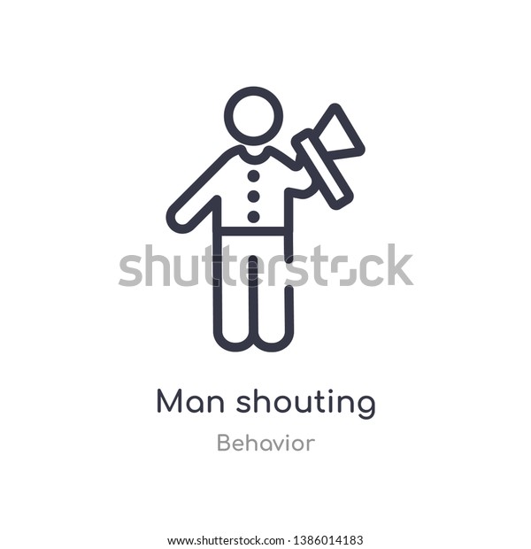 Man Shouting Outline Icon Isolated Line Stock Vector (Royalty Free ...