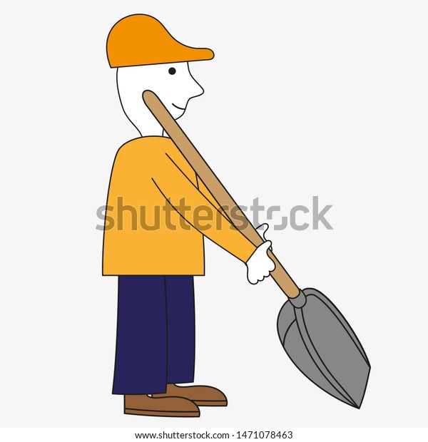 Man Shovel His Hands Stock Vector (Royalty Free) 1471078463