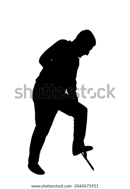 Man Shovel Working Garden Vector Silhouette Stock Vector (Royalty Free ...