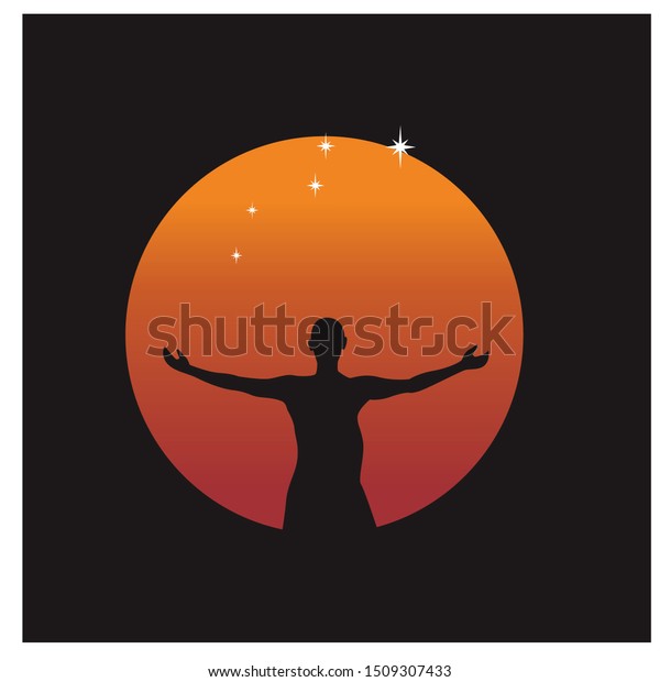 Man Silhouette Character Vector Circle Background Stock Vector (Royalty ...