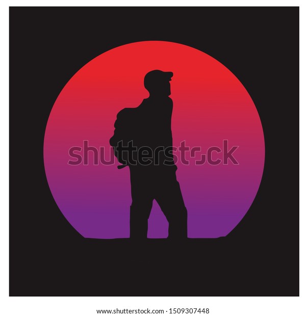 Man Silhouette Character Vector Circle Background Stock Vector (Royalty ...