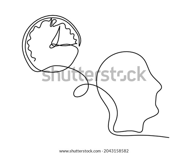Man Silhouette Profile Clock Line Drawing Stock Vector (Royalty Free ...