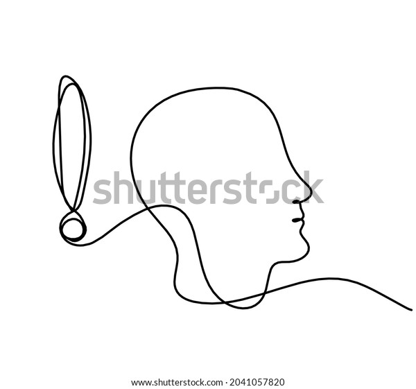 Man Silhouette Profile Exclamation Mark Line Stock Vector (Royalty Free ...