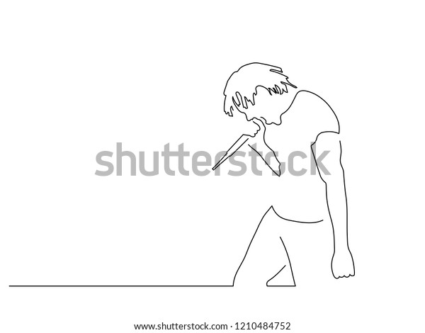 Man Singing Isolated Line Drawing Vector Stock Vector (Royalty Free ...