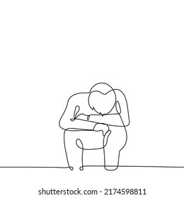 Man Sits Downcast Sits His Head Stock Vector (Royalty Free) 2174598811 ...