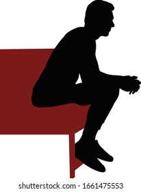 Vektor Stok Man Sitting Body Silhouette Vector (Tanpa Royalti ...