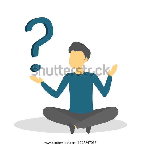 Man Sitting Doubt Big Question Mark Stock Vector (Royalty Free ...