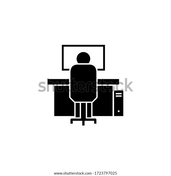 Man Sitting Front Computer Businessman Working Stock Vector (Royalty ...
