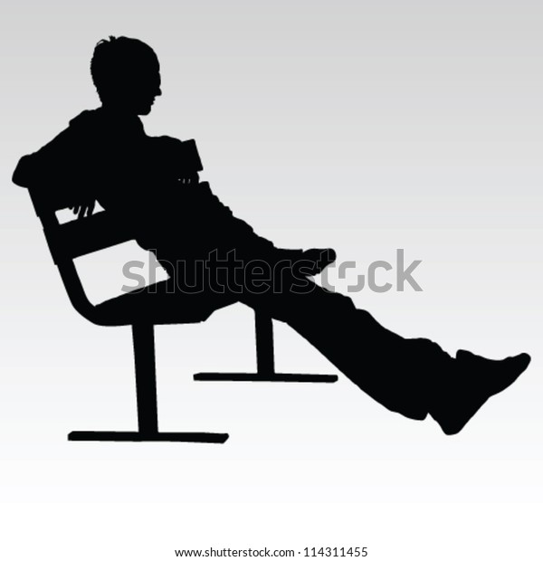 Man Sitting On Bench Resting Vector Stock Vector (Royalty Free ...