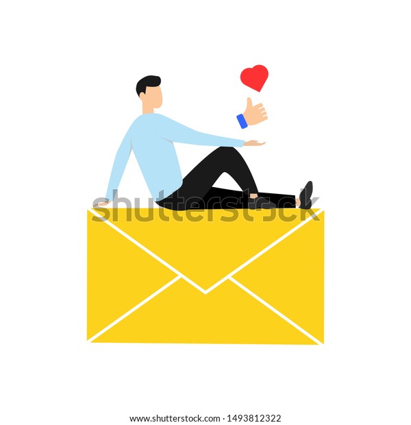 Man Sitting On Email Sign Flat Stock Vector (Royalty Free) 1493812322 ...
