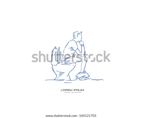 Stock vektor „Man Sitting On Toilet Vector Sketch“ (bez autorských ...