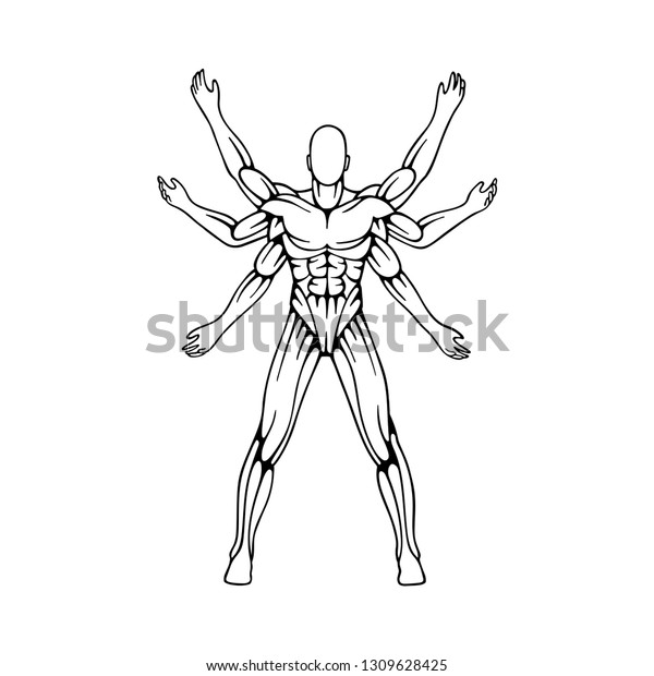 Man Six Hands Many Armed Man Stock Vector (Royalty Free) 1309628425 ...