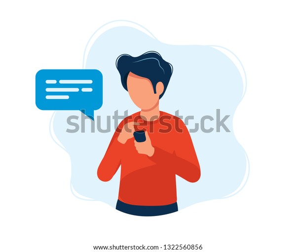 Man Smartphone Concept Illustration Texting Messaging Stock Vector ...
